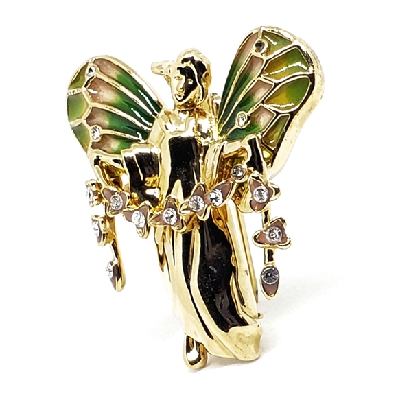 Monet | Jewelry | Rare Monet Angel Fairy Pliqueajour Brooch | Poshmark